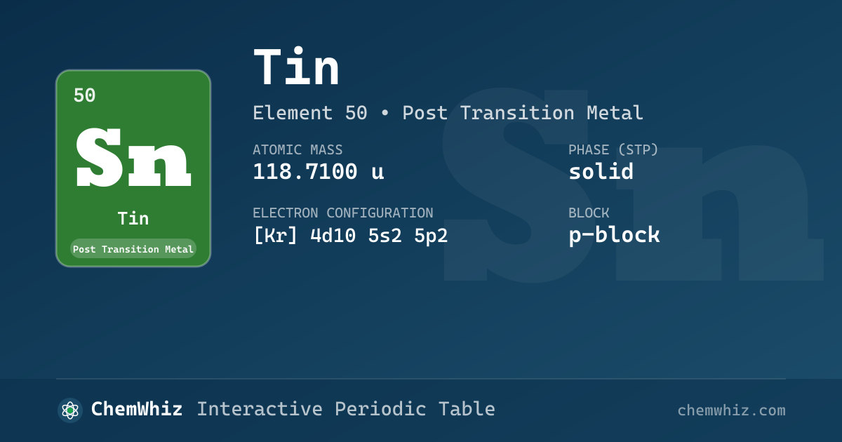 Tin | The Metal in Cans, Solder & Bronze | ChemWhiz